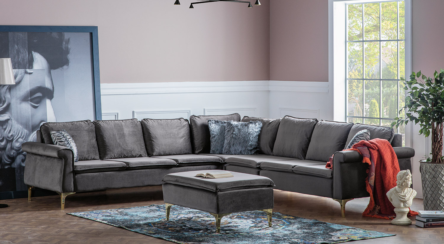 Milan Corner Sofa Set Large (Red)